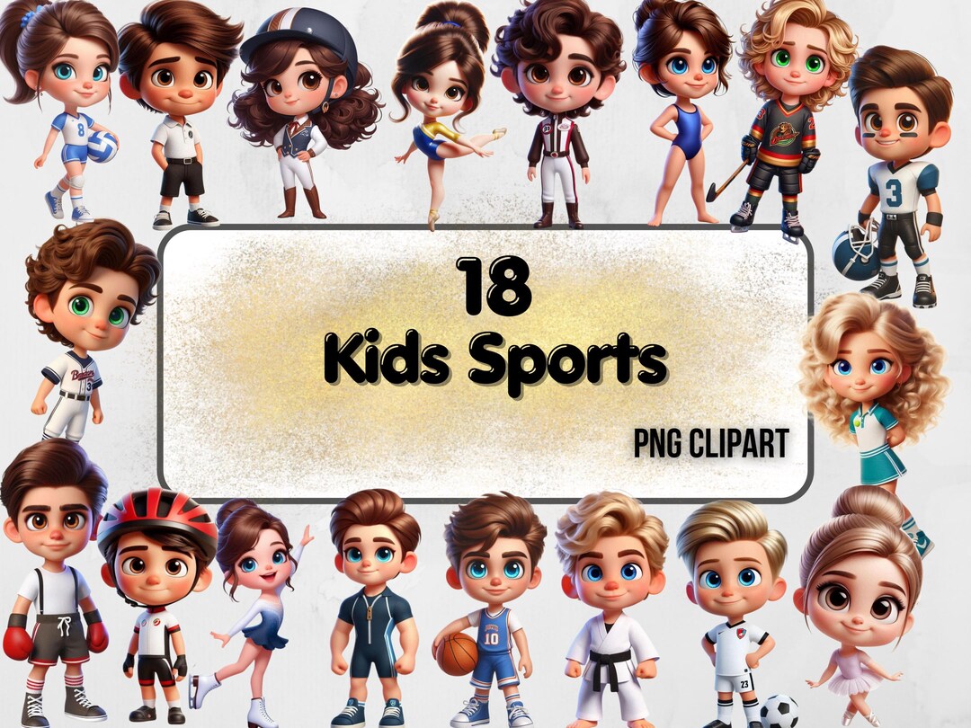 Kid Sports Clipart, Kid Professions, Kid Cartoon Print, Printable ...