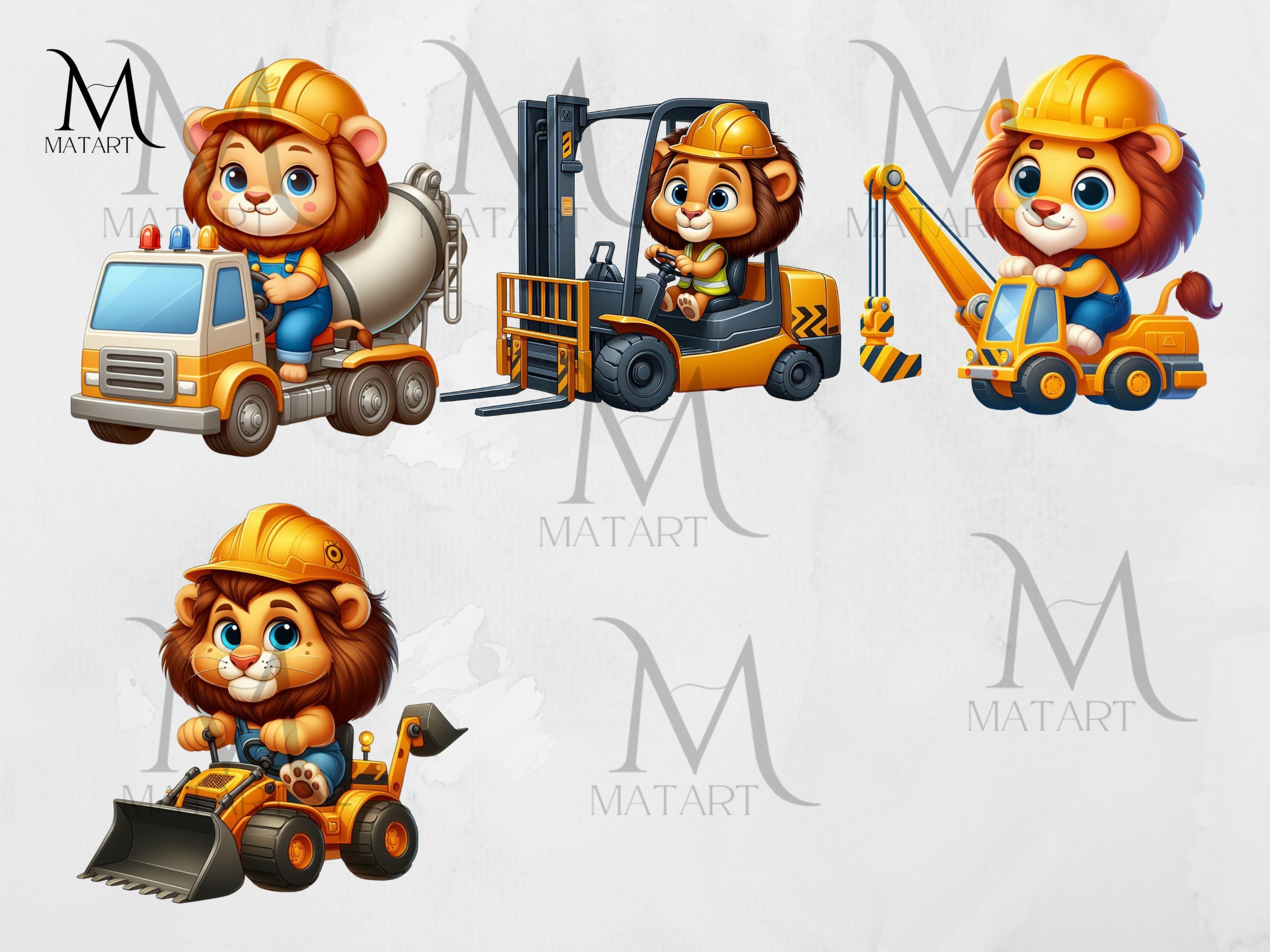 Little Lion, Lion Builder, Construction Trucks PNG, Cute Lion PNG ...