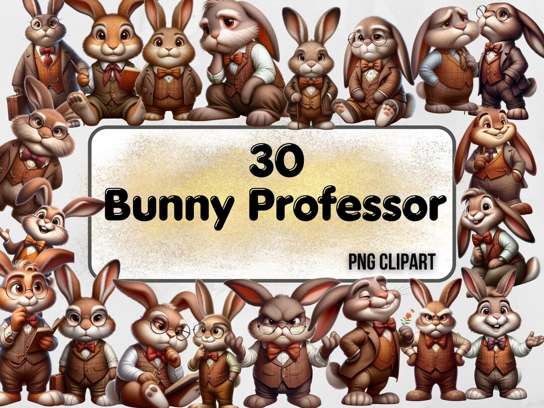 Cute Bunny Professor Clipart, Cute Animals, PNG Files Commercial Use ...
