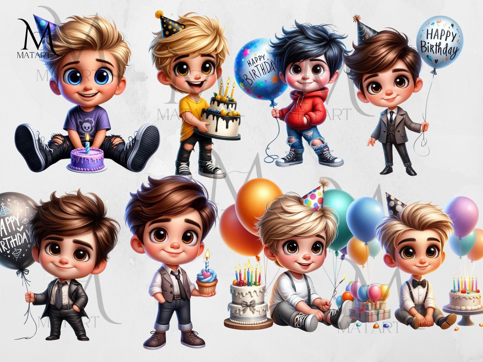 Birthday Kids Clipart: Happy Birthday PNG Images (60 Files) - Etsy