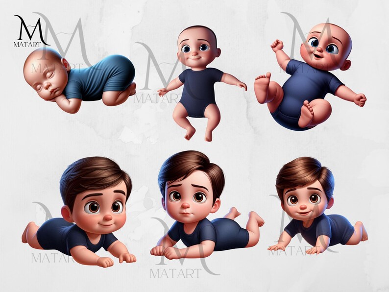 Cartoon Baby Clipart: Pixar Style PNG Images (digital Download) - Etsy