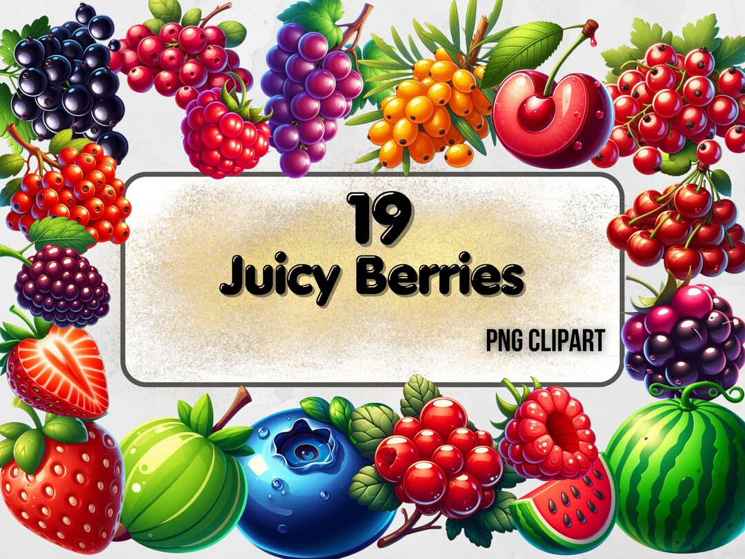Cute Berries Clipart, Fresh Berries, Juicy Berries, Happy Food Clipart ...