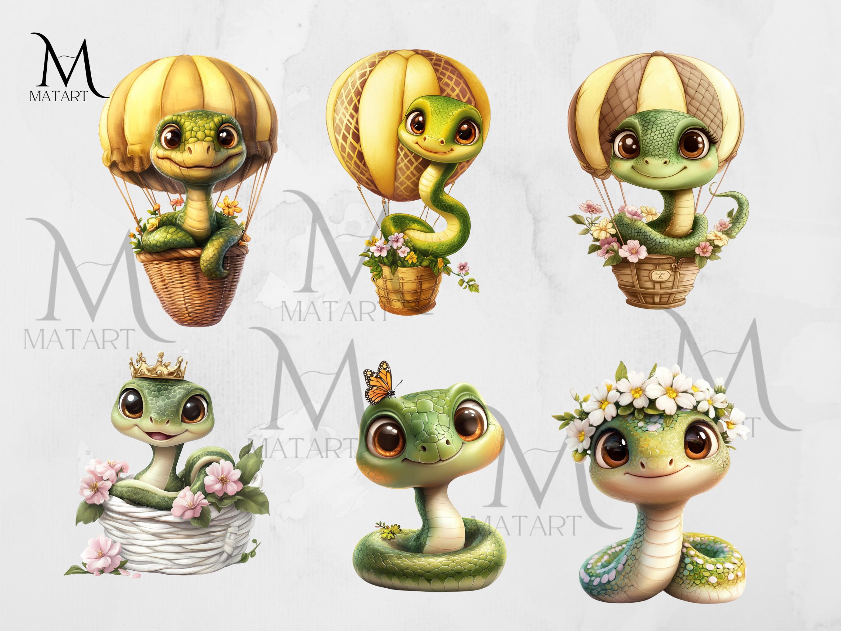 Cute Snake Watercolor Clipart, Cute Baby Snake, Animals Decor, Baby ...
