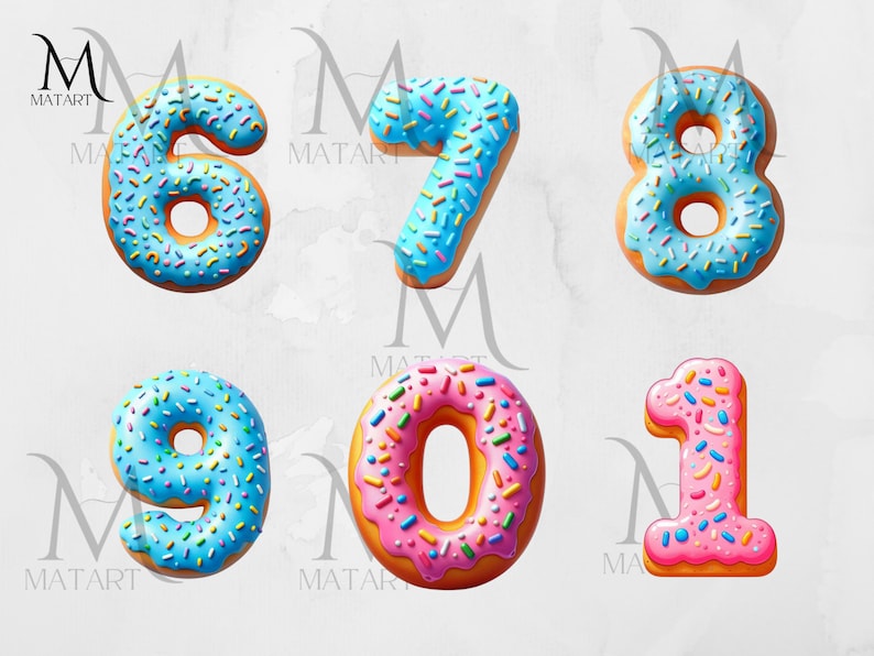 Donut Numbers Clipart: Pastel Birthday Graphics (PNG Files) - Etsy