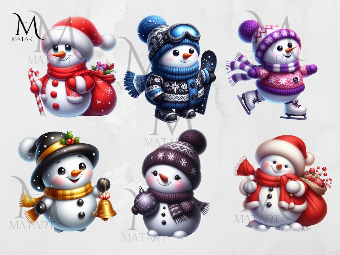 Christmas Cute Snowman Clipart, Christmas Clipart, Snowman Clipart ...