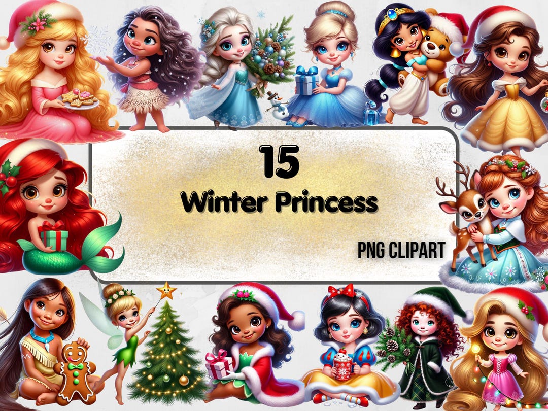 Cute Little Christmas Princess Clipart, Christmas Clipart, Baby ...
