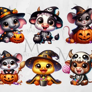 Cute Halloween Animals Clipart Digital Download, Halloween Animals ...