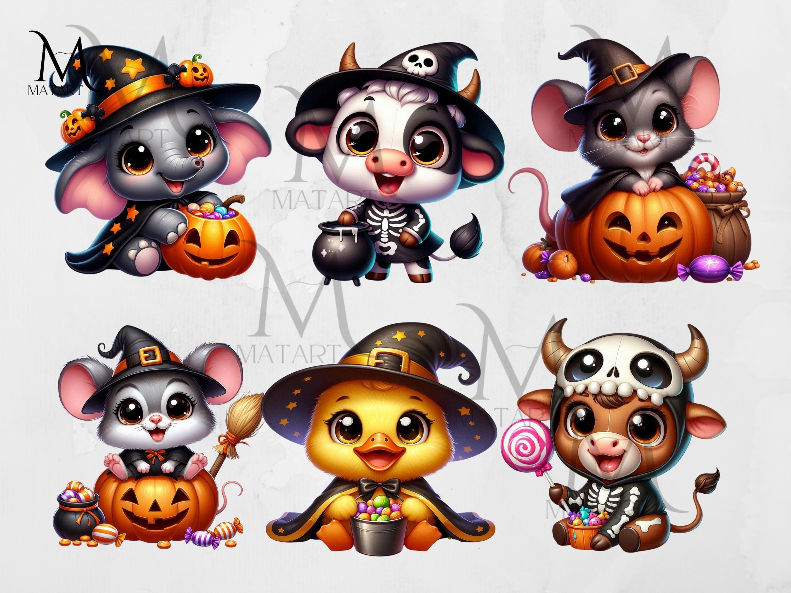 Cute Halloween Animals Clipart Digital Download, Halloween Animals ...