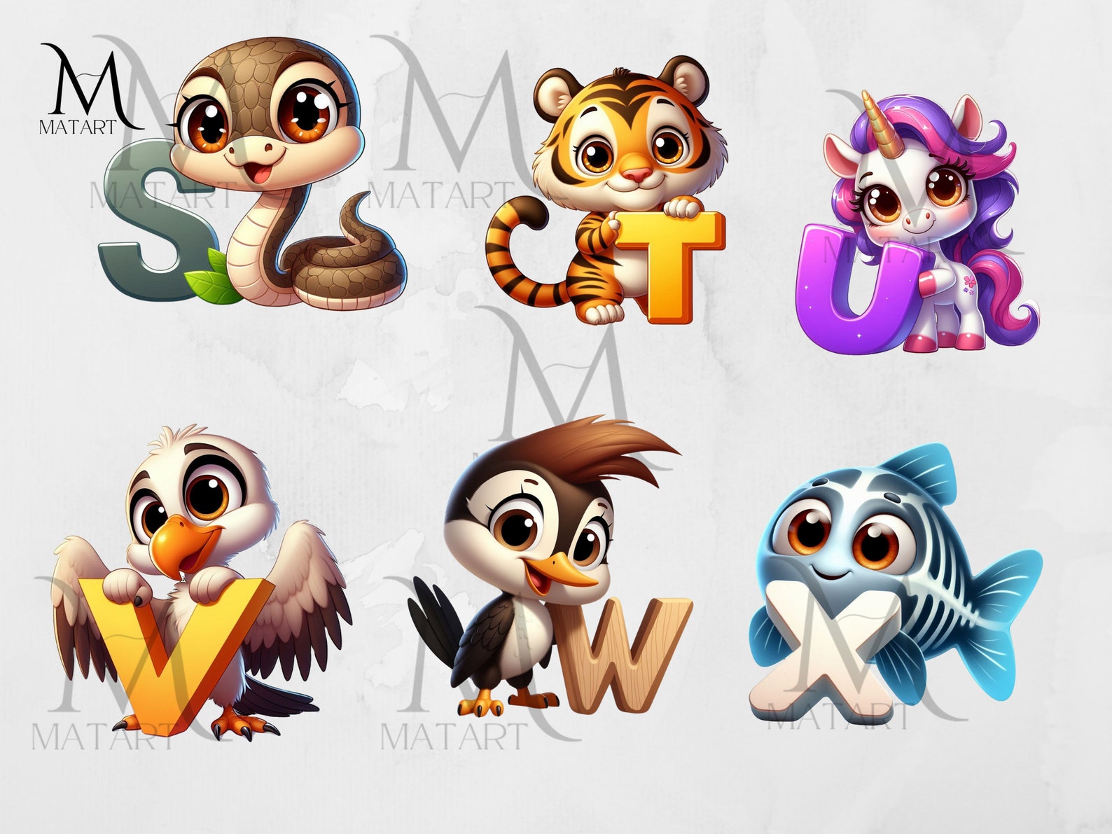 Cute Animal Alphabet Clipart Bundle Transparent PNG, Bundle Clipart ...
