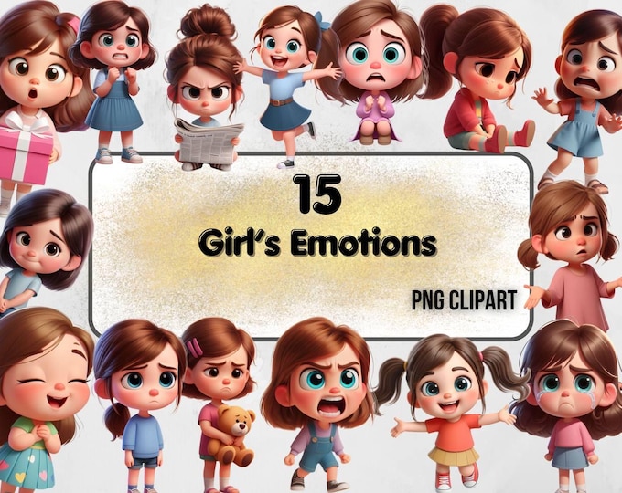 Cute Kid With Different Emotions, PNG Clip Art, Kids Emotion Clip Art ...
