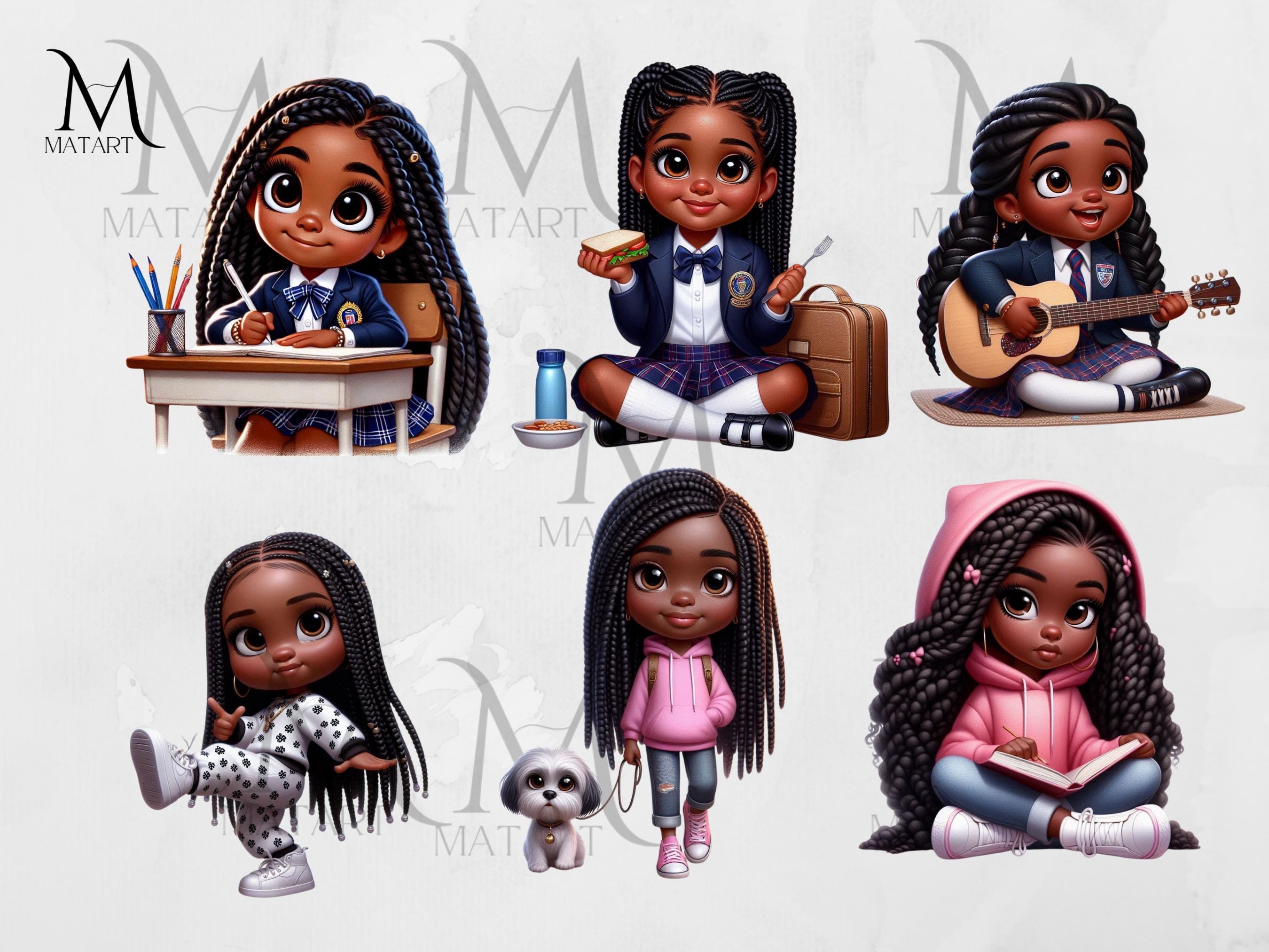 Every Day Routines, Kids Routine, Black Girl Clipart, Digital Clipart ...