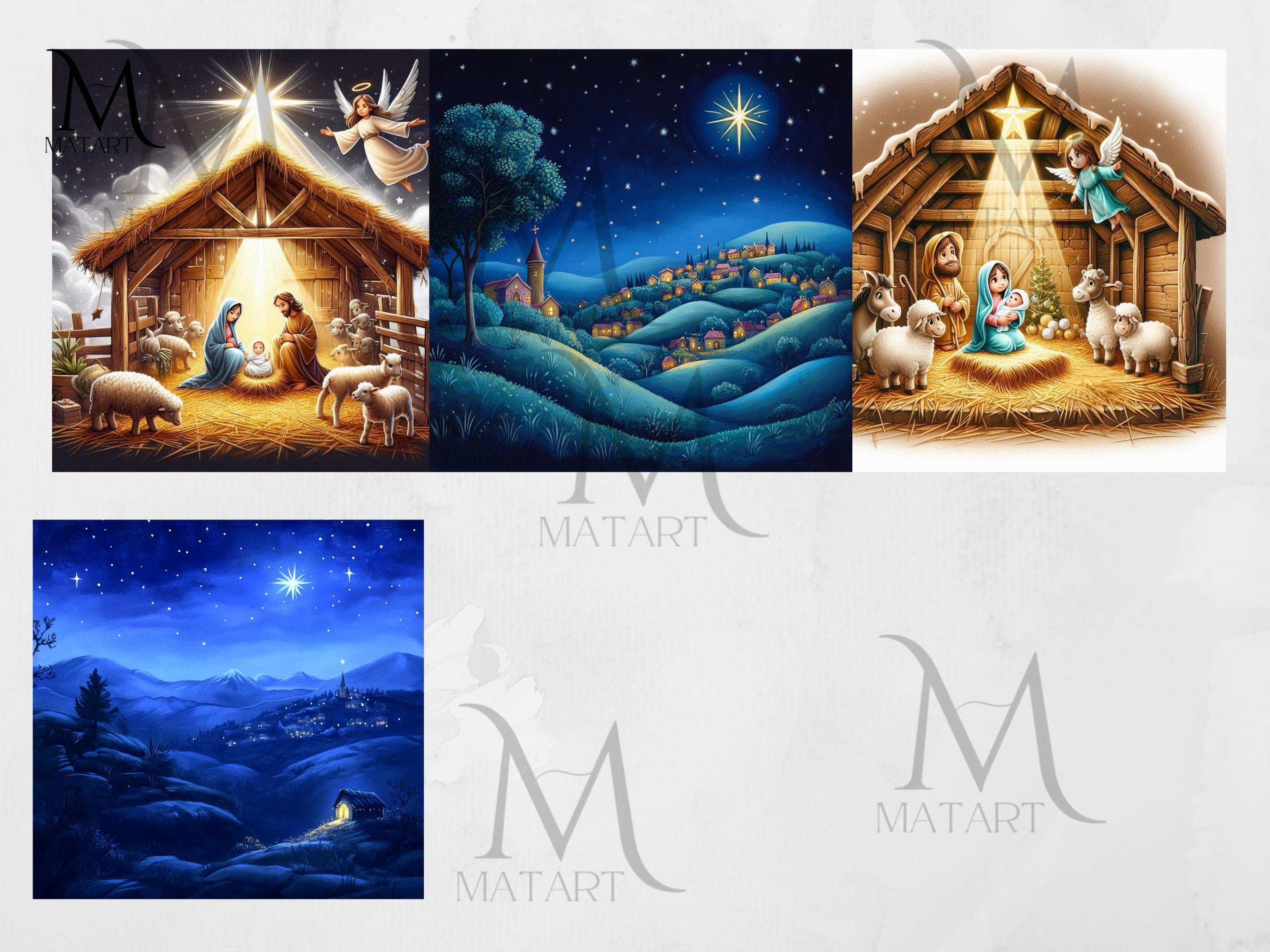 Cute Nativity Scene Clipart, Jesus Birth Illustration, Three Kings ...