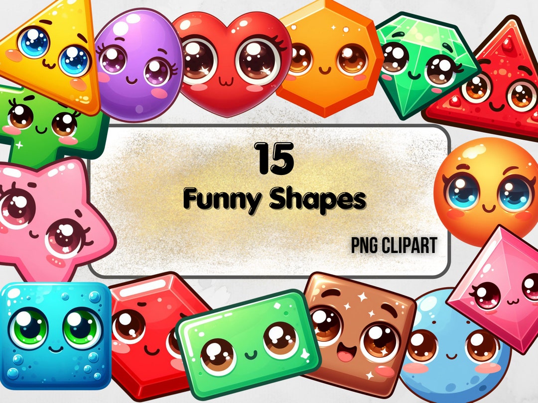 Fanny Shapes Clipart, Cute Shapes, Digital, PNG, Geometrical, Heart ...