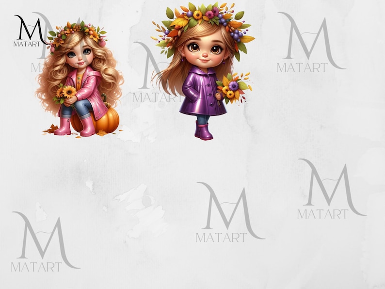 Cute Fall Girls Clipart Digital Download, Autumn Girls Bundle, Forest ...