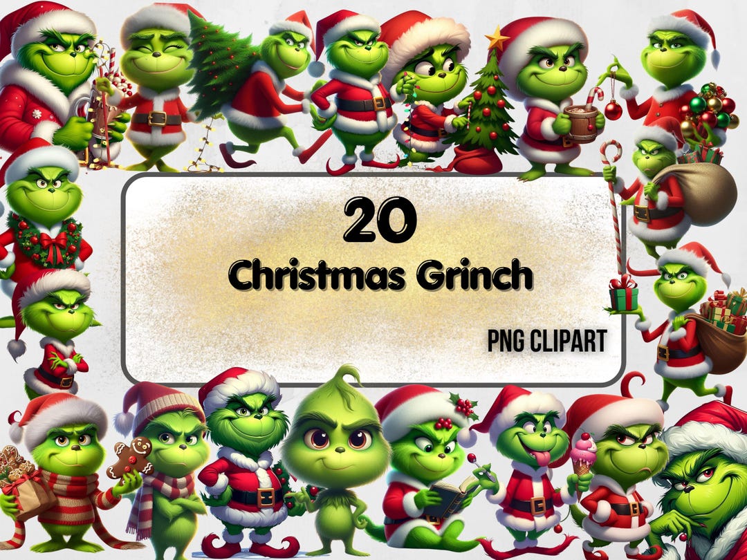 Cute Christmas Crinch Clipart, Christmas Illustrations, PNG Grinch ...