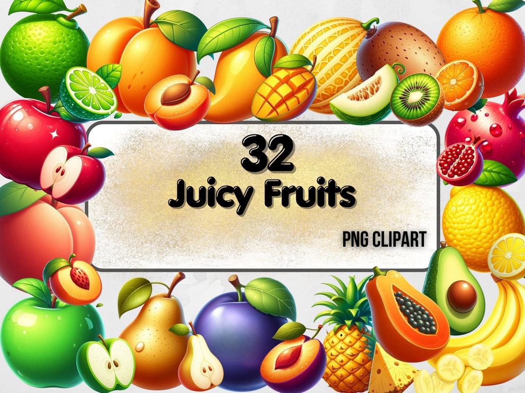 Fresh Fruits, Juicy Fruits, Cute Fruit Clipart, Happy Food Clipart ...