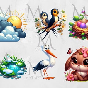 Spring Clipart, Cute Spring Clipart, Seasonal Clipart, Instant Download ...