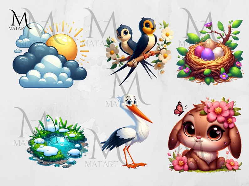 Spring Clipart, Cute Spring Clipart, Seasonal Clipart, Instant Download ...