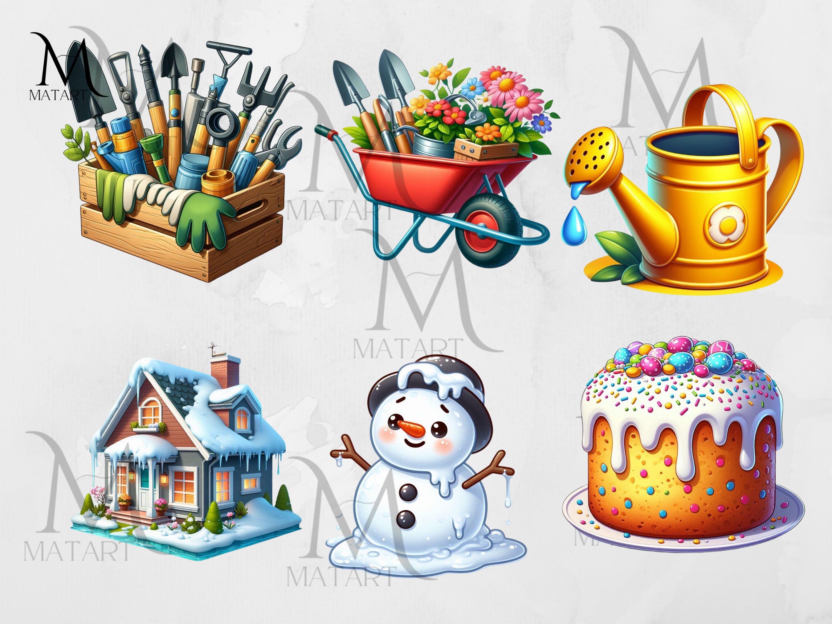 Spring Clipart, Cute Spring Clipart, Seasonal Clipart, Instant Download ...