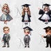 Graduation Boys and Girls Clipart, Bundle Set PNG Files 300 Dpi ...