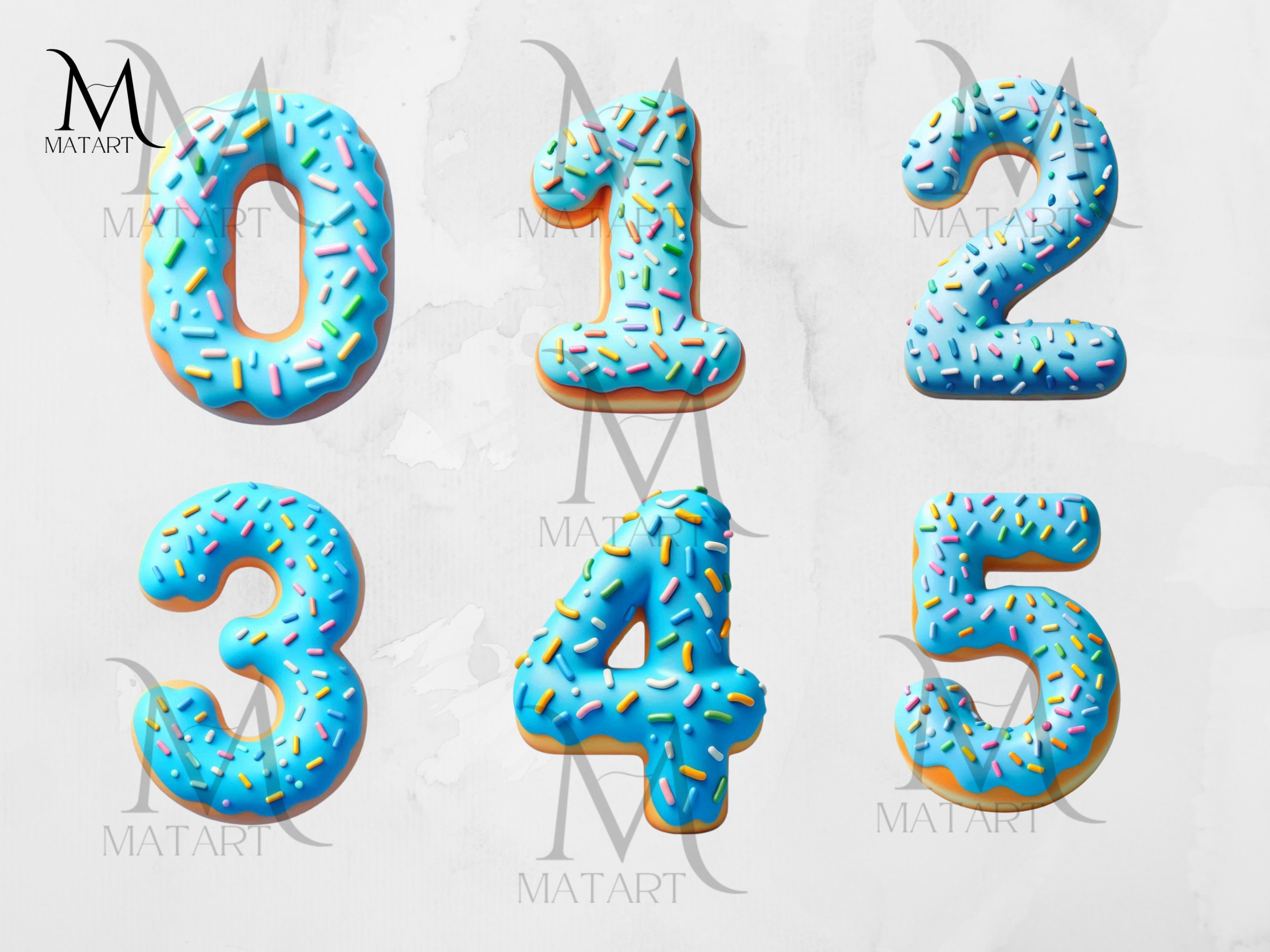 Donut Numbers Clipart: Pastel Birthday Graphics (PNG Files) - Etsy