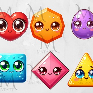 Funny Shapes Clipart: Cartoon Kawaii PNG Bundle (commercial Use) - Etsy ...