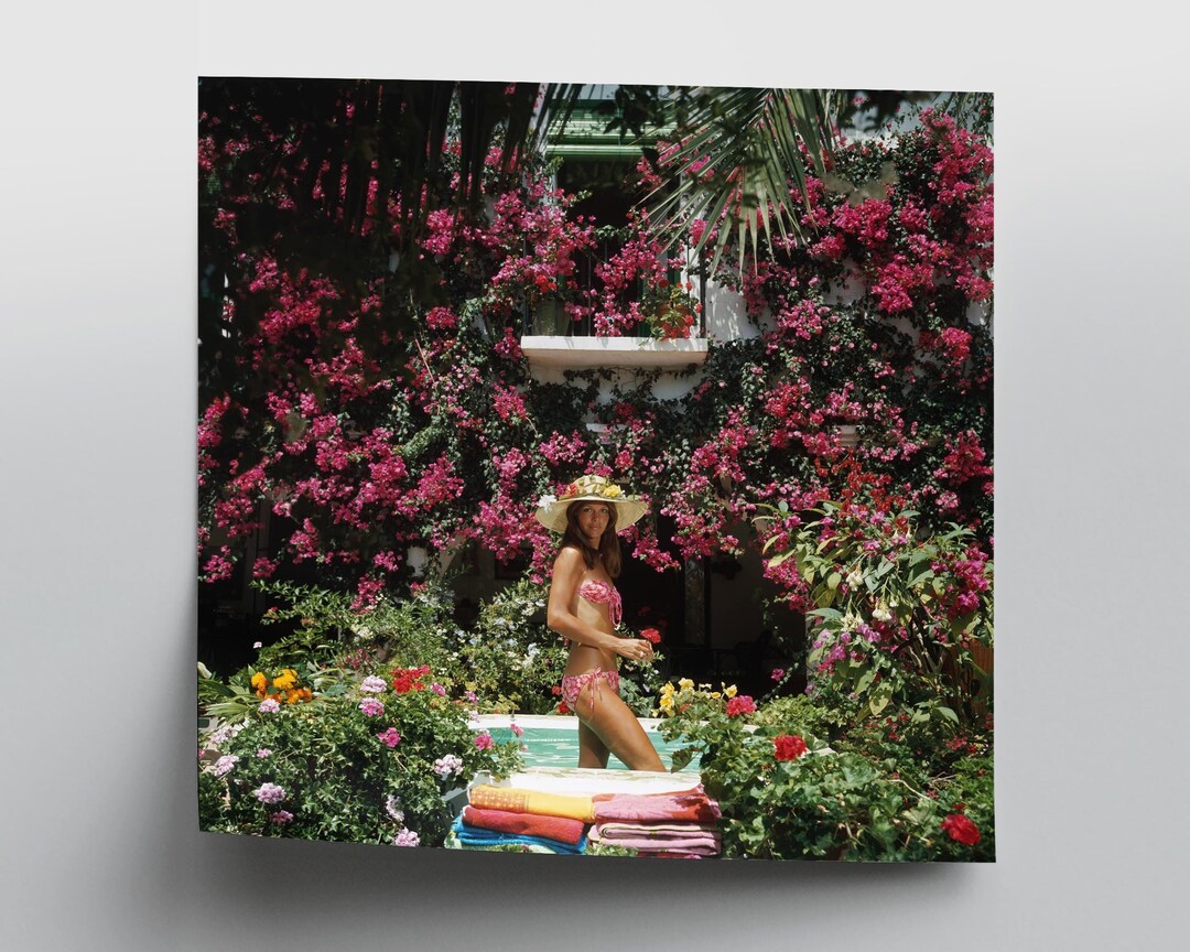 Slim Aarons Valerie Cates Print Poster Marbella Spain Pool Flowers Wall ...