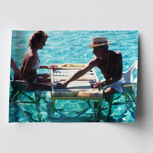 Slim Aarons Keep Your Cool Print Poster Enjoying a Game of Backgammon ...