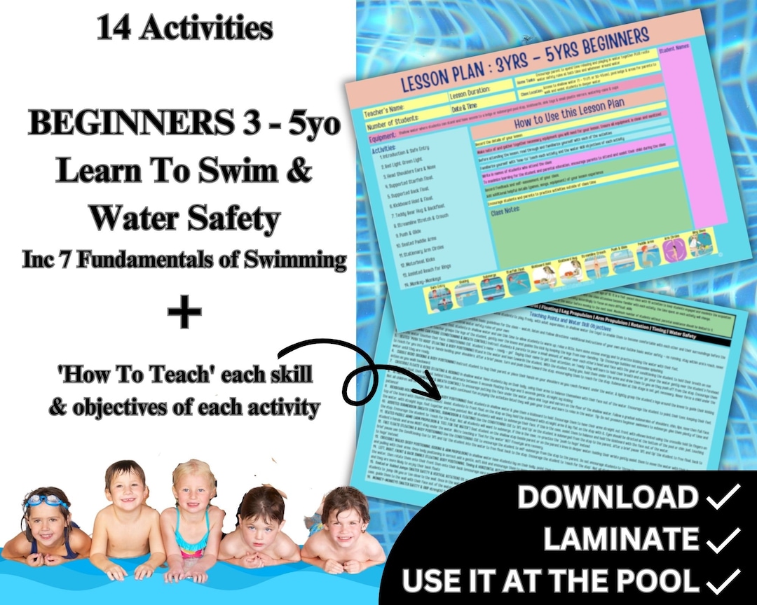 BEGINNERS 3-5 Yrs Teach Learning to Swim Pre-school Lesson Plans ...