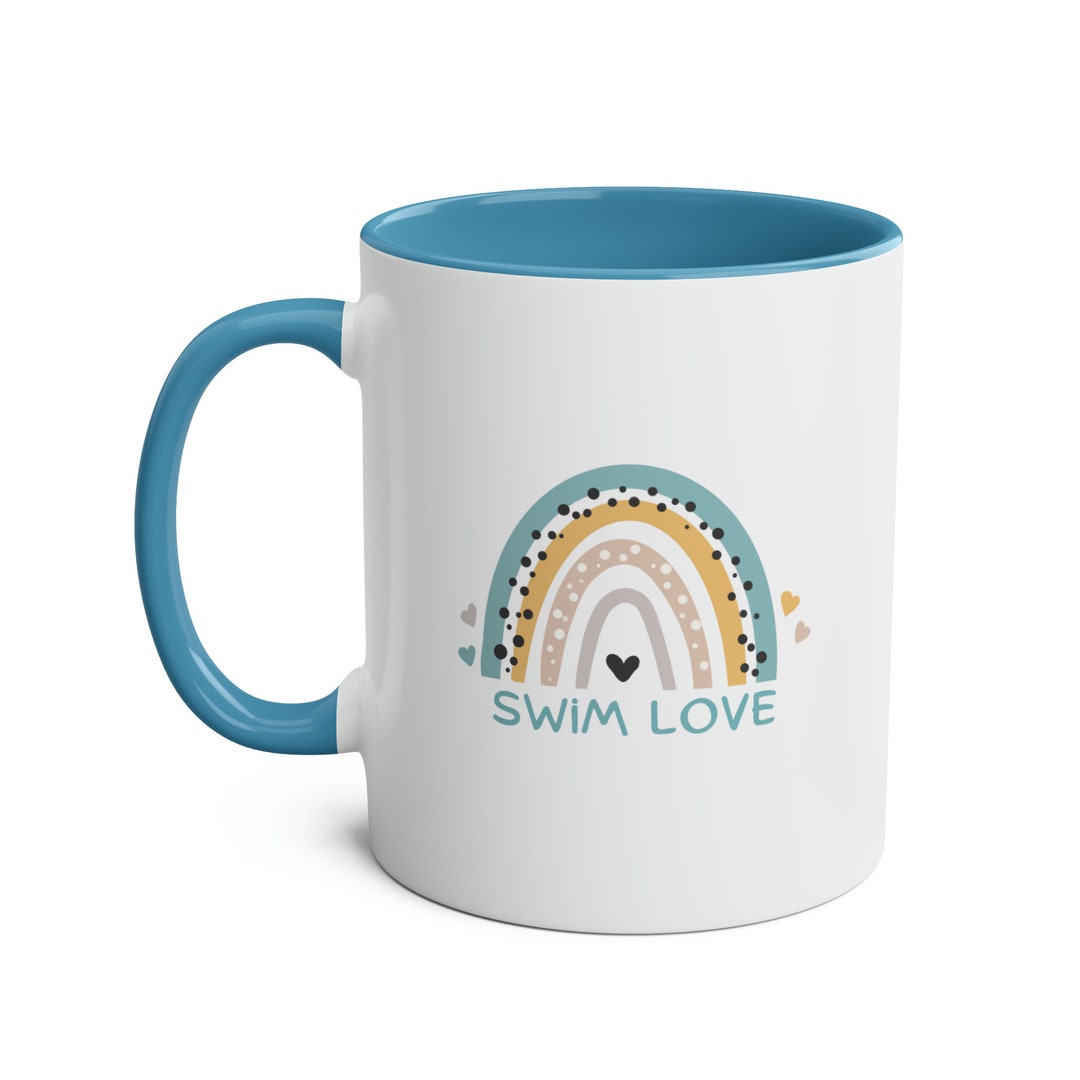 Pastel Rainbow Swim Love Coffee Mug for Valentine Swimmer Coffee Cup ...