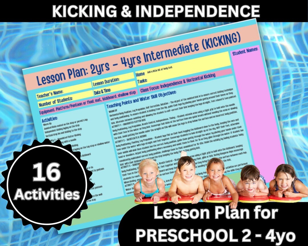 2 4yrs LEARNING to KICK Printables Swimming Lessons for Child ...