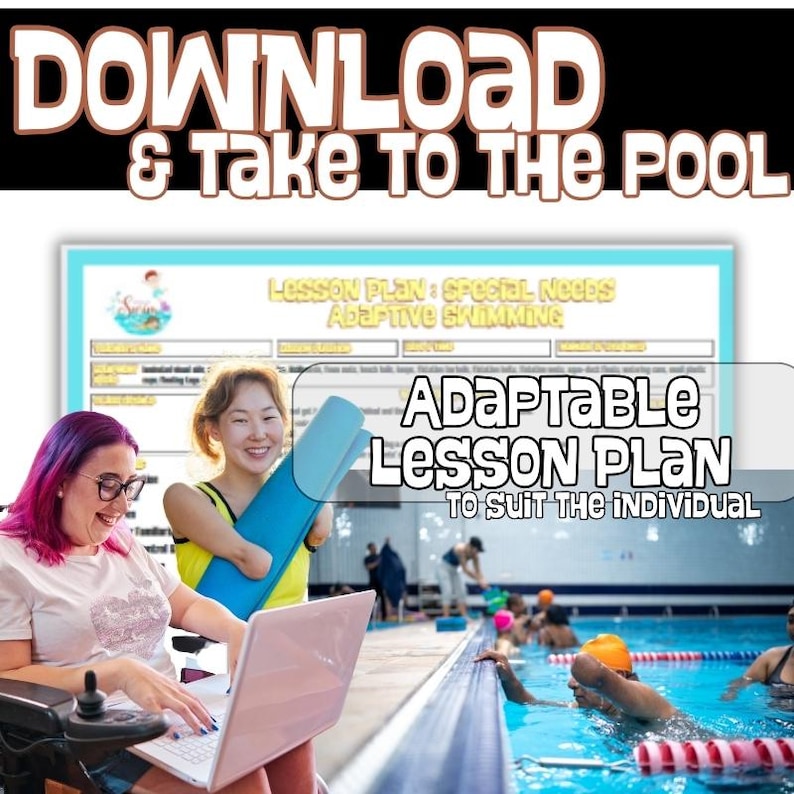 FLASHCARDS & ADAPTIVE SWIMMING Lesson Plan Combo +100 Activities for ...
