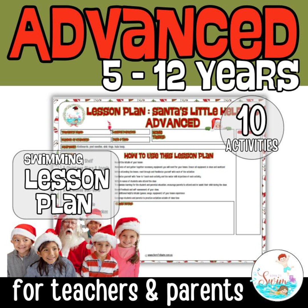 Santas Little Helpers ADVANCED Swimmers Christmas Lesson Plan Holiday ...