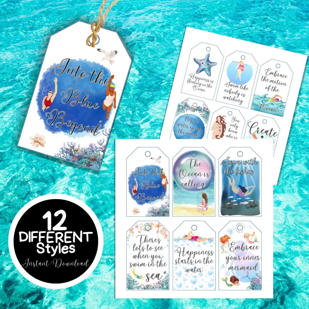 Wild Swimmer Open Water Swimming Party Favors Tag Gift Tags for ...