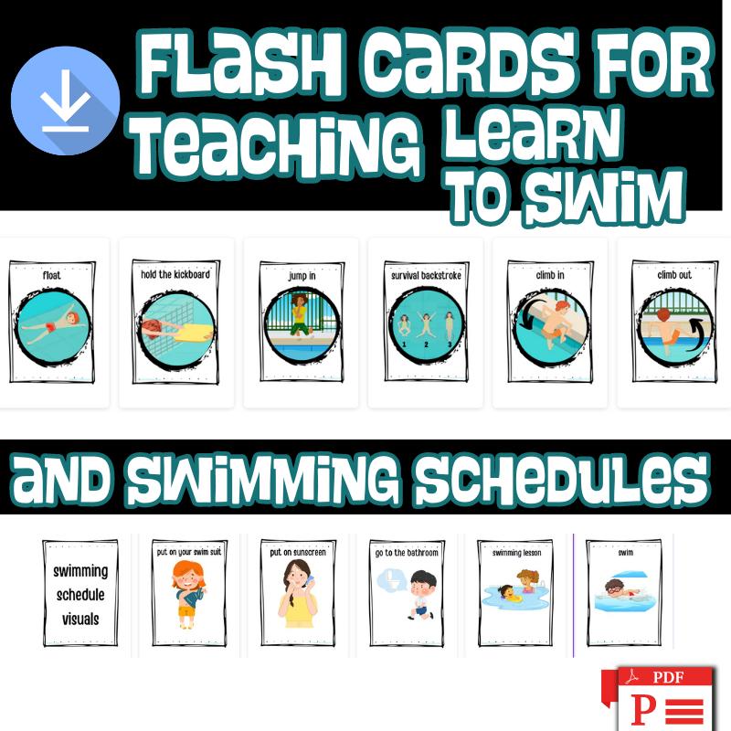 Swimming FLASH CARDS PDF Printables for Swim Teaching Visual Aids for ...