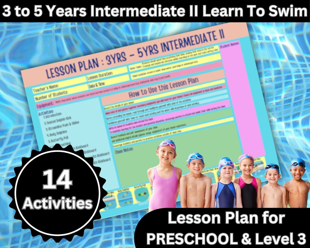 3 5yr INTERMEDIATE II Printable Swimming Lessons for Child Learning to ...