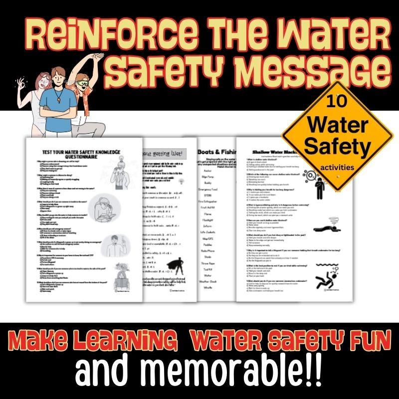 TEEN Water Safety Worksheets for Teenagers Missing Words Multiple ...