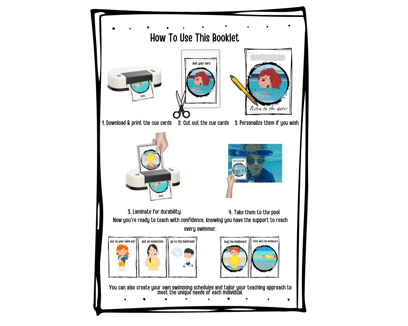 VISUAL AIDS for Swimming Flash Card Prompts for Swim Teaching Instant ...