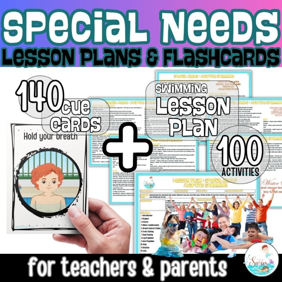 FLASHCARDS & ADAPTIVE SWIMMING Lesson Plan +100 Activities for ...