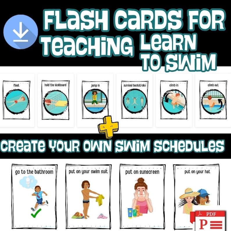 Swimming Flash Cards: Visual Aids for Swim Teaching (PDF Printables ...