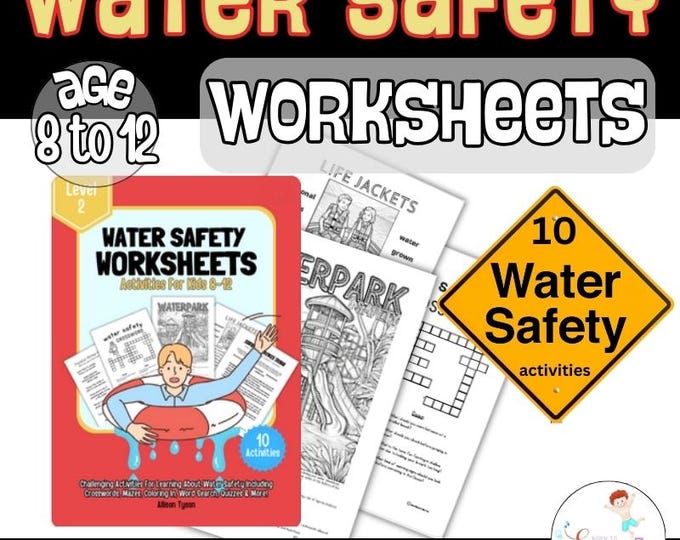 8-12yo Water Safety Worksheets for Kids Crossword Color in Sheets ...