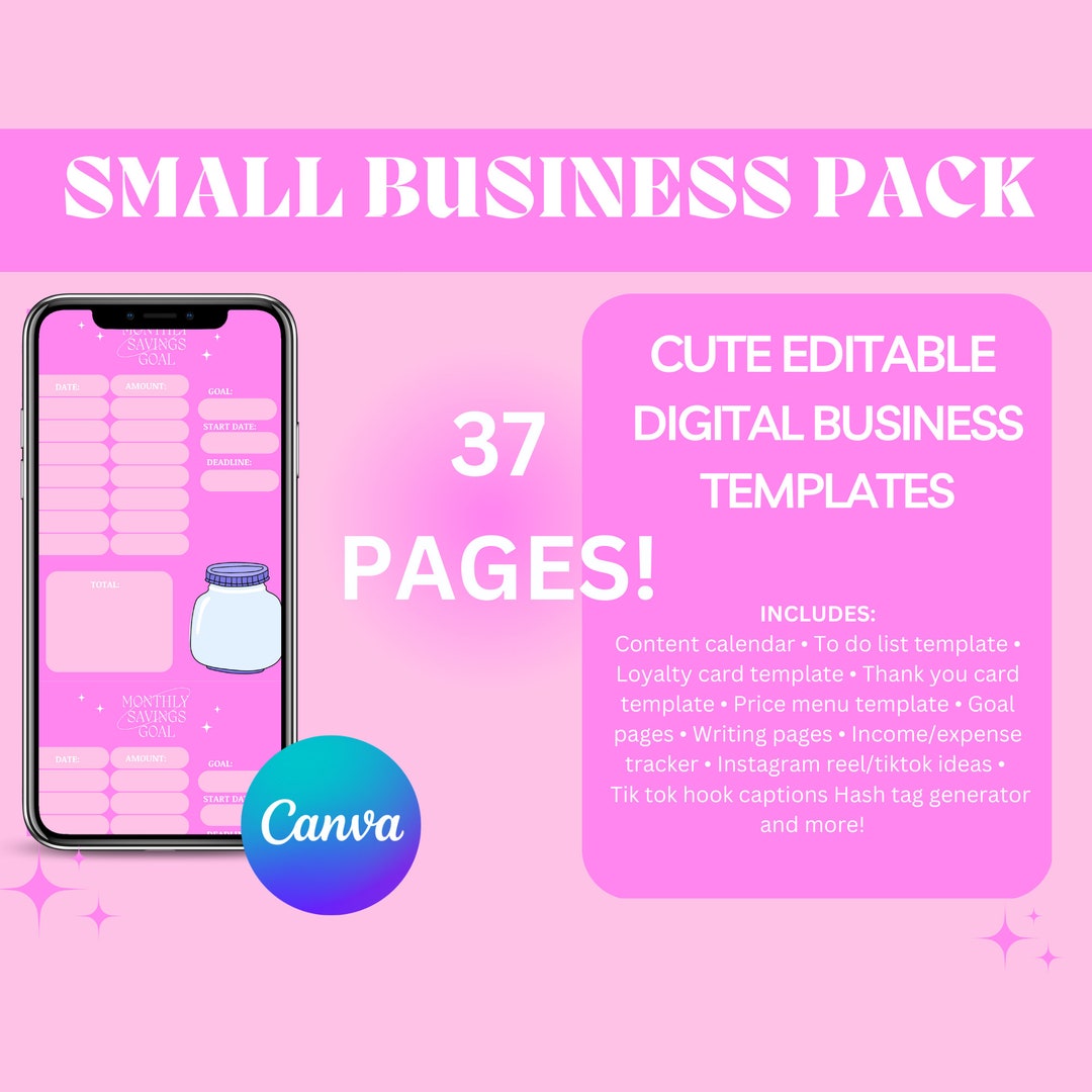 Pink Y2k Small Business Canva Template Bundle/content Ideas/to Do Lists ...
