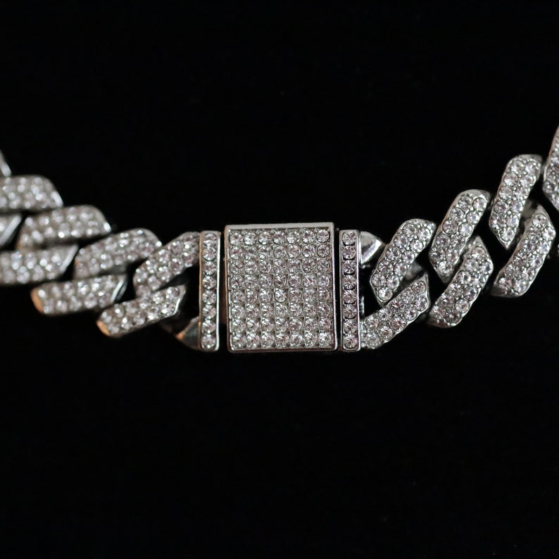 Iced Out Set 14mm Cuban Link Chain Necklace Bracelet Set 55cm - Etsy