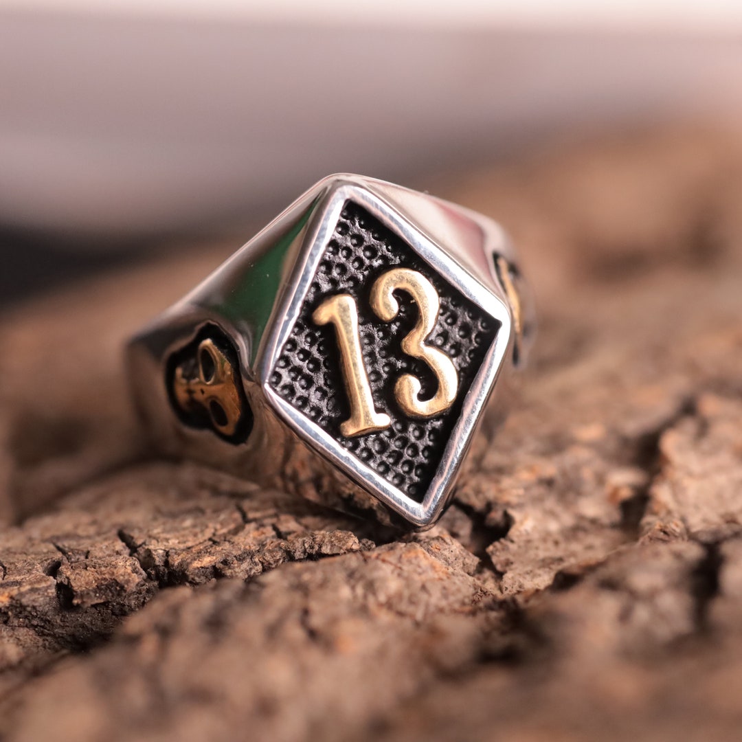 Number 13 Skull Ring: Stainless Steel Biker Gothic Ring - Etsy