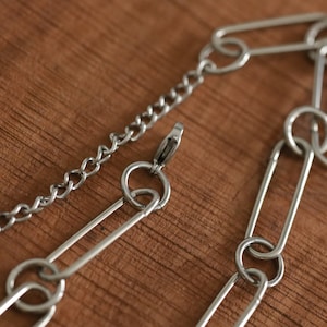 Big Oval and Round Link Chain Paperclip Stainless Steel Necklace for ...