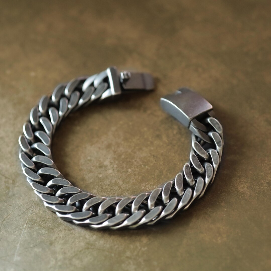 Steel Verse – Oxidized Cuban Chain Bracelet 22 Cm Long - Etsy