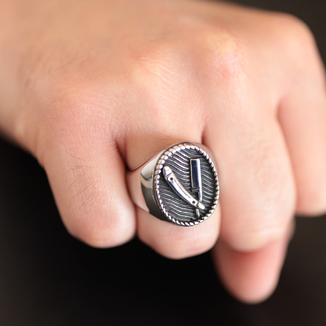 Barber Ring | Stainless Steel Vintage Ring for Razor, Beard and ...