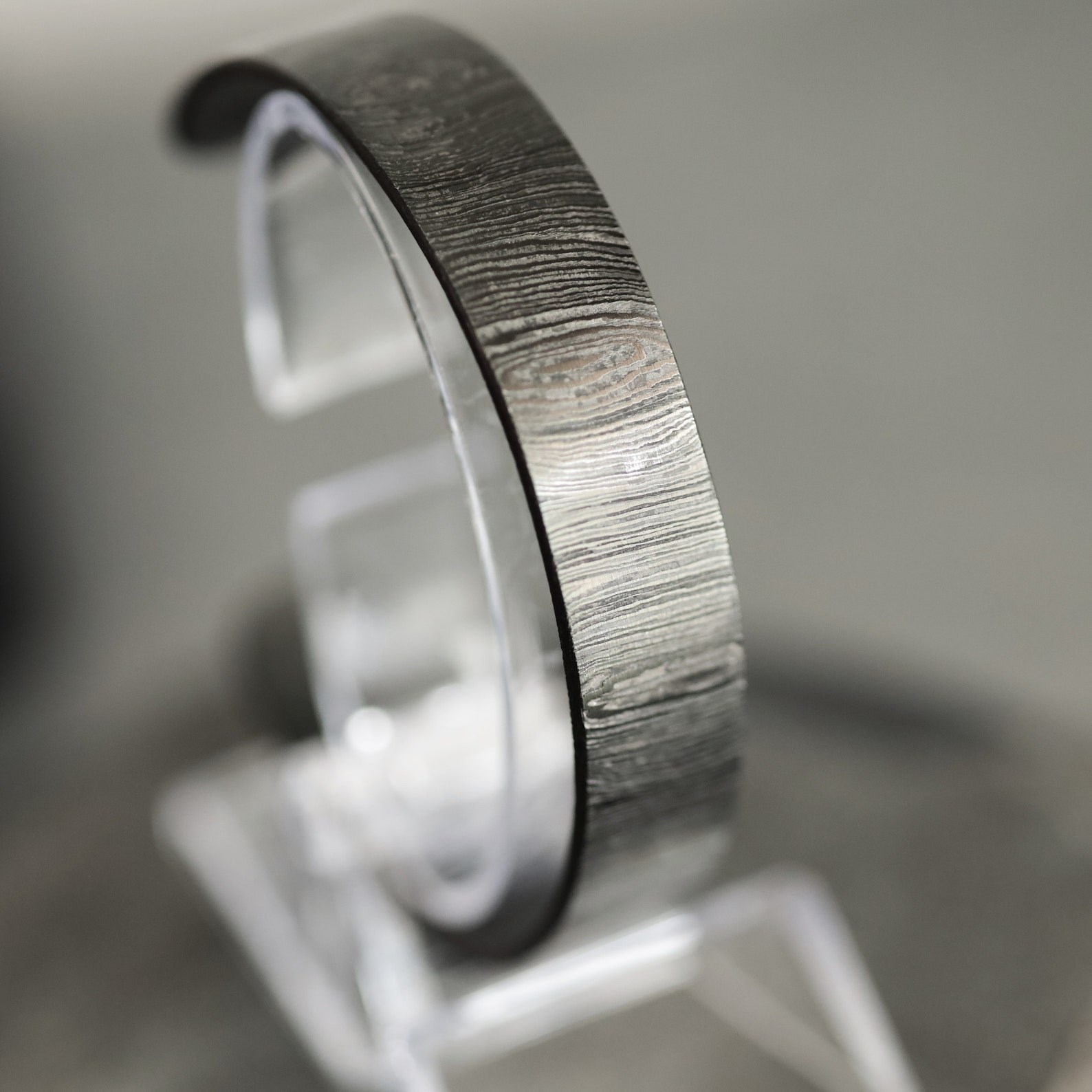 Handforged Black Damascus Steel Cuff Bracelet - Bold Statement Jewelry ...