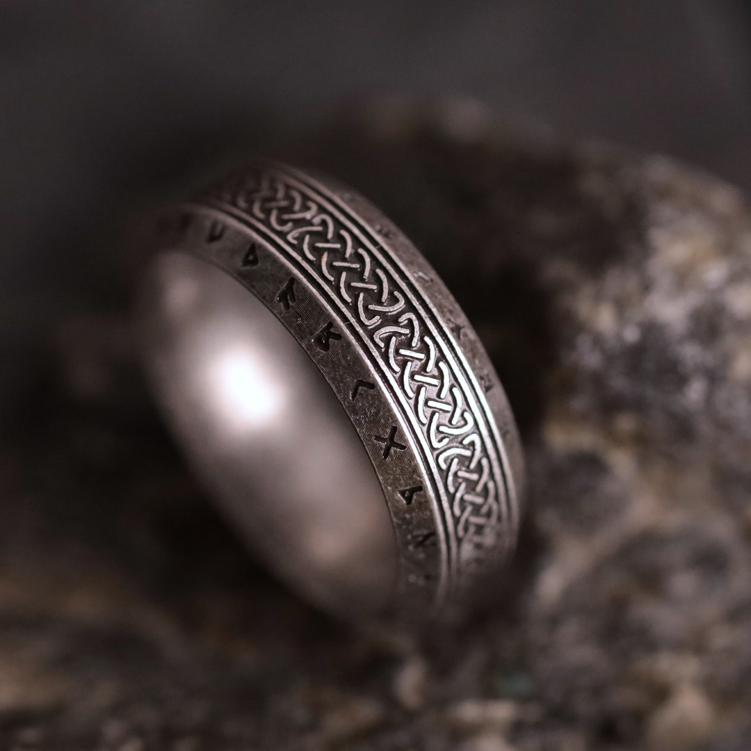 Celtic Knot Runic Ring, Viking Alphabet Ring, Viking Nordic Tradition ...