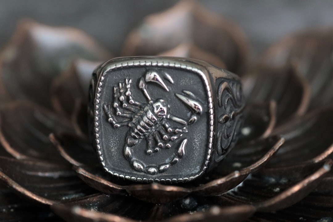 Antique Silver Look Scorpion Ring Classic Fashion Stainless Etsy